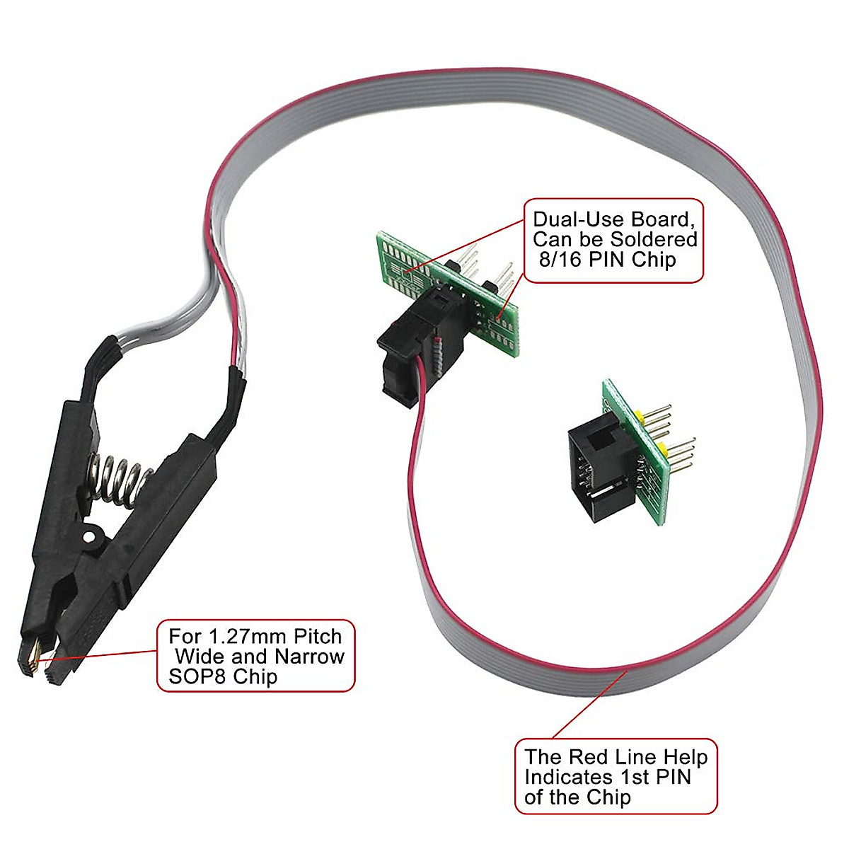 KeeYees SOP8 SOIC8 Test Clip and CH341A USB Programmer Flash for Most of 24 25 Series BIOS Chip with PDF Tutorial