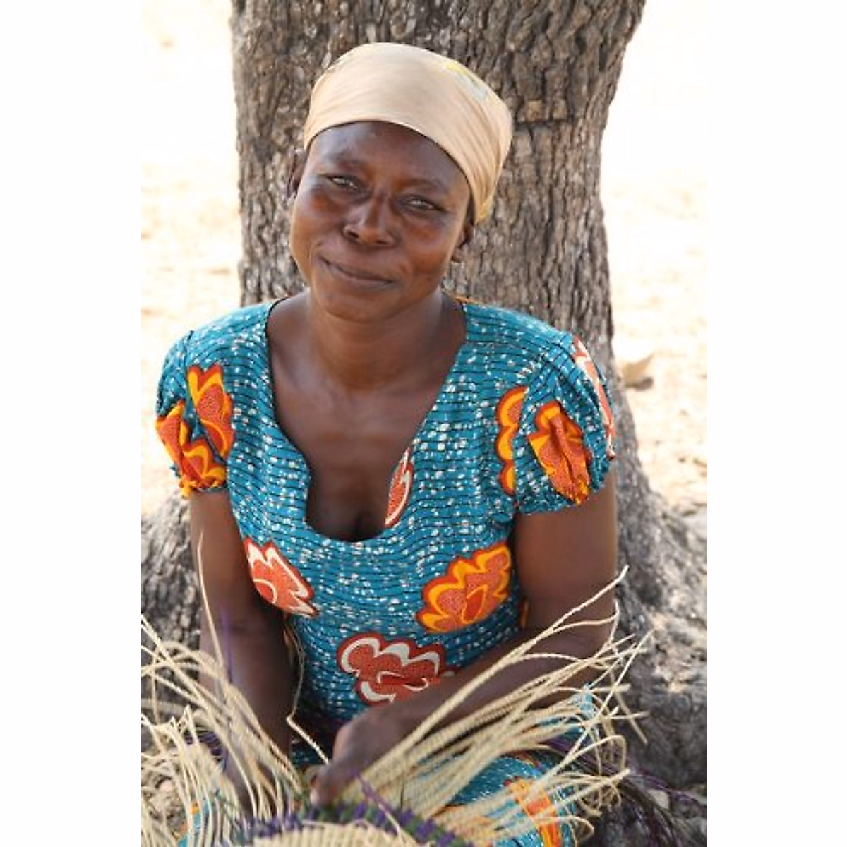 Fair Trade Ghana Bolga African Large Market Basket 16-17.50" Across X 9-11" Tall (plus handle), GB01L.66676