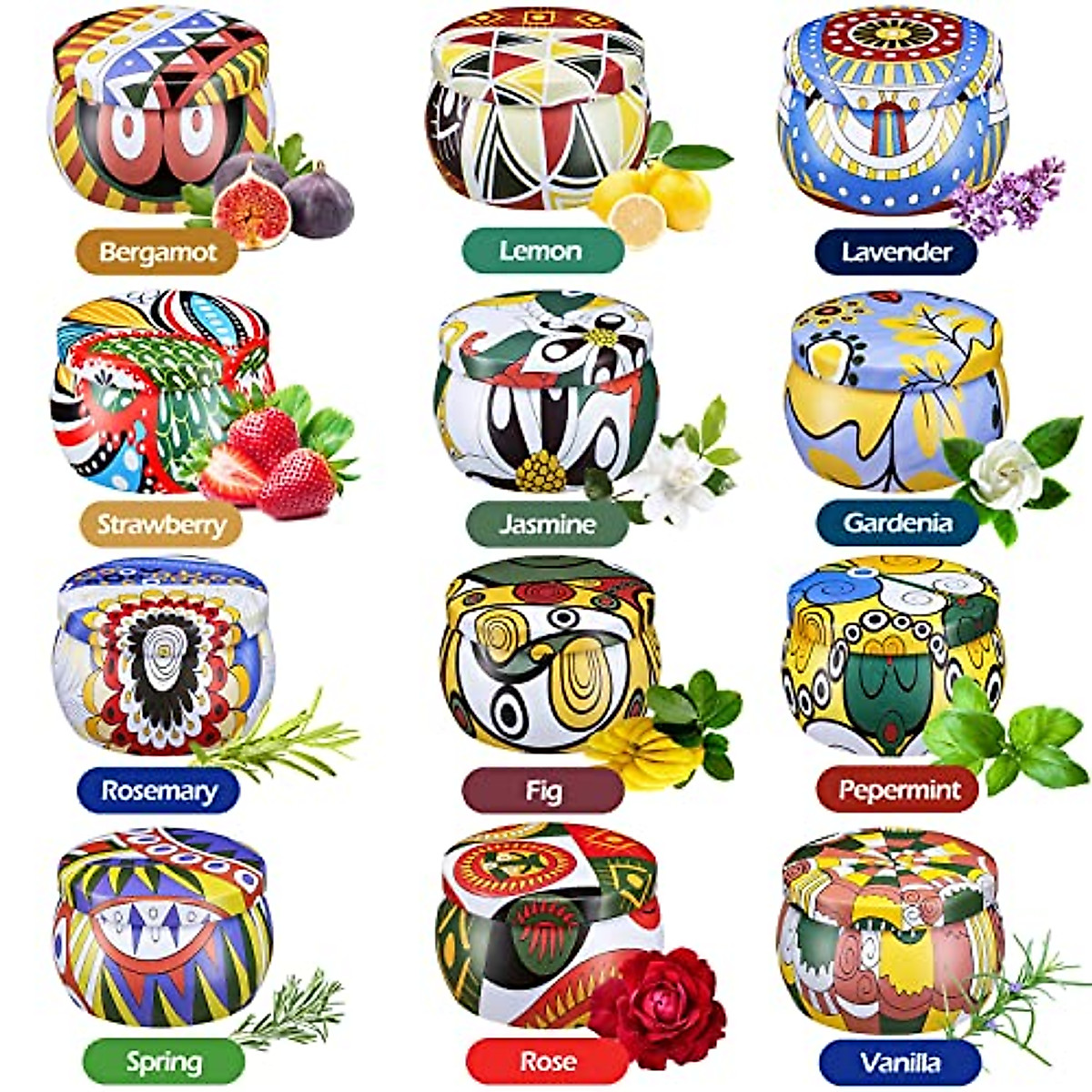 Set of 12 4.4OZ Scented Candles Bulk, Strong Aromatherapy Soy Candle for Home, Romantic Decorations Gifts for Women on Christmas, Holiday, Birthday or Anniversary