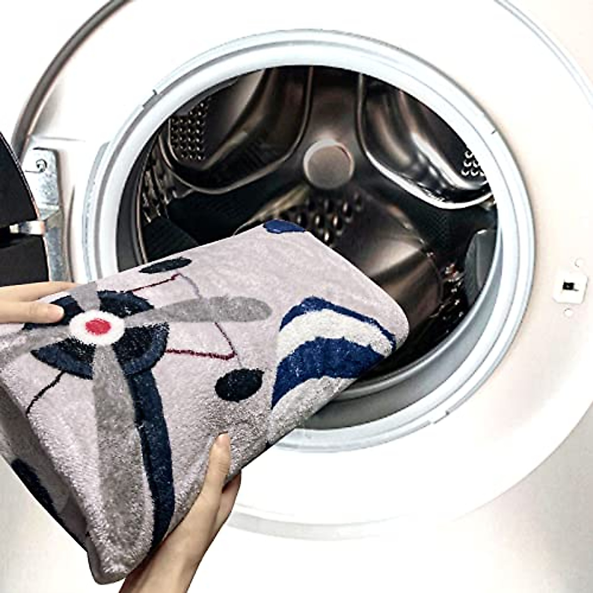 Round Rug 3.3ft, Large Cute Super Soft Aircraft Hot Air Balloon Carpet for Kids Room Playroom Nursery Bedroom Living Room, Non Slip Washable Circular Floor Mat Area Rug for Home Decorative (Grey)