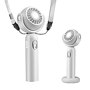 UltraTac Portable Necklace Mini Fan, Powerful Handheld Fan, USB-C Rechargeable Hands-free Personal Fan, Battery Powered Desk Fan, 3 Speeds for Kids Girls Woman Home Office Outdoor Travel Camping