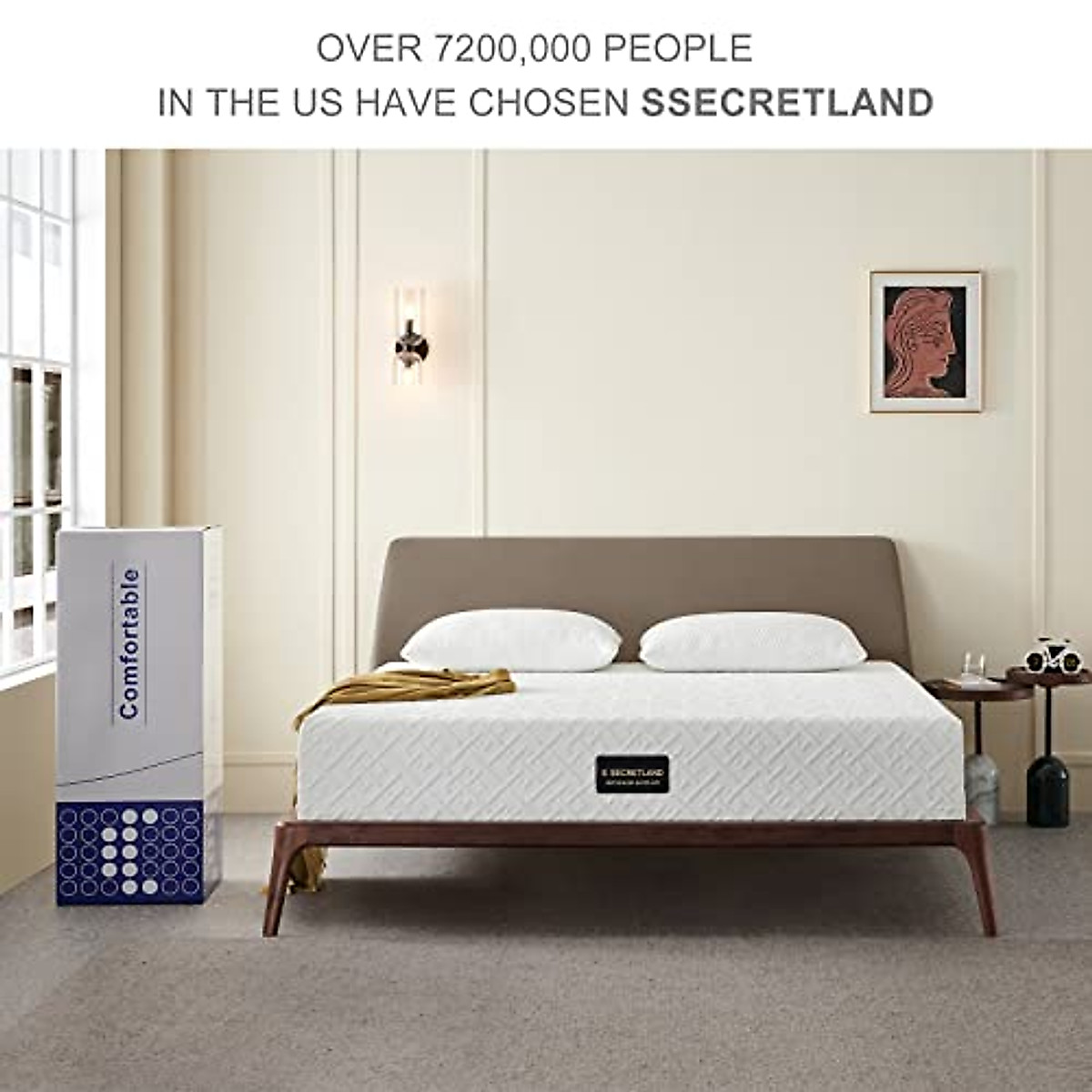King Mattress,SSECRETLAND Upgrade 12 Inch Gel Memory Foam Mattress in a Box,Comfortable and Breathable Mattress for Sleep Relief,Ultimate Motion Isolation,Fiberglass Free,Plush