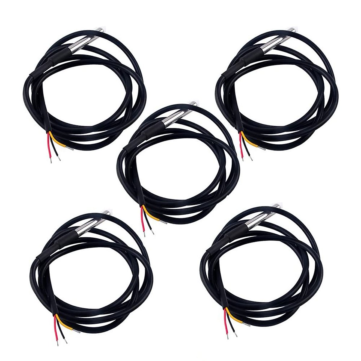 Geekstory 5PCS DS18B20 Temperature Sensor, Waterproof Temp Digital Thermal Stainless Steel Tube Probe 3M 118.1 inch for Raspberry pi, Arduino