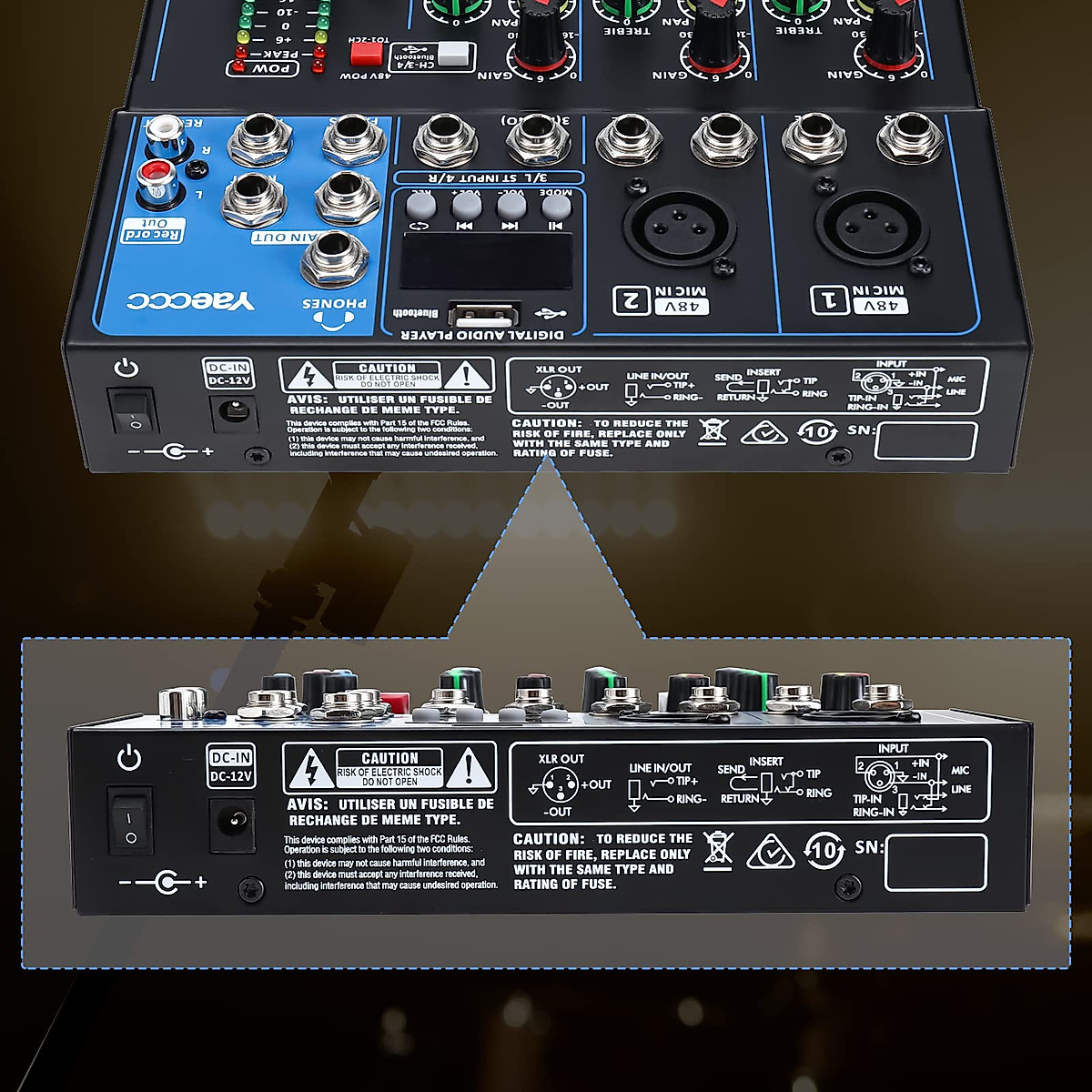 4 Channel Live Studio Stereo Audio bluetooth Mixer Sound Mixing DJ USB Console