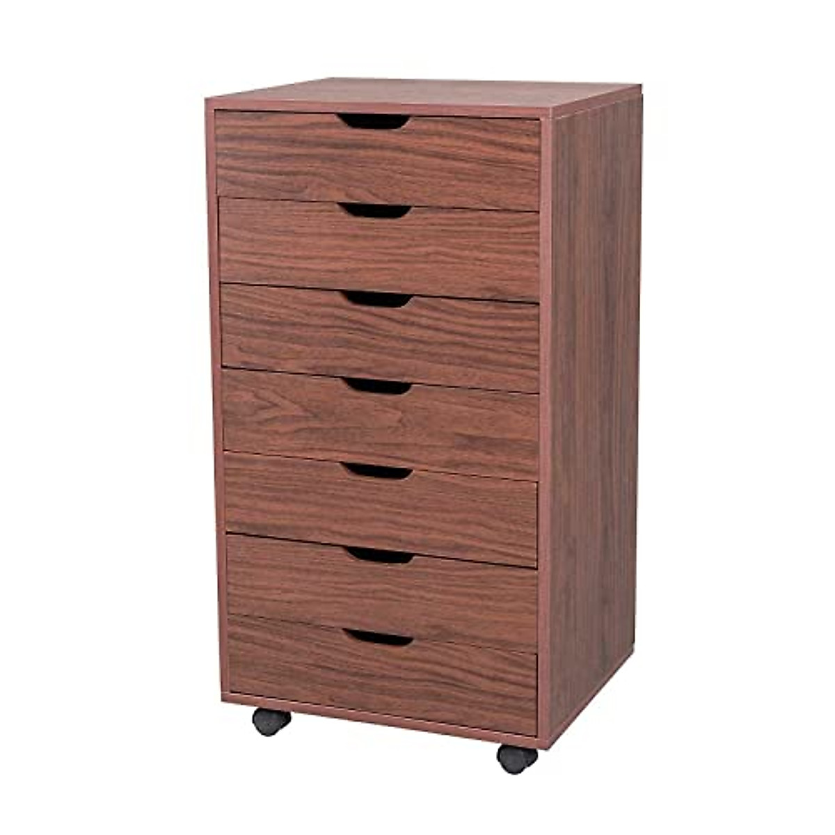 MAXCBD Nightstand Bedside Table Drawer Cabinet 7 Drawer Chest Dressers with Rolling Wheels Wood Home Storage Cabinet Multifunctional Storage Shelves Storage Tower Dresser