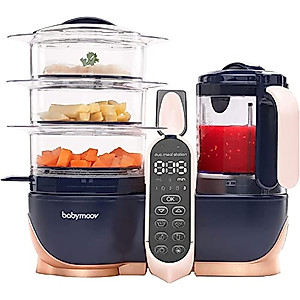 BabyMoov Duo Meal Station, 6 in 1 Touchscreen Baby Food Processor with Steamer | Multi-Speed Blender | Warmer | Puree | Defrosts | Sterilize | 500W Capacity Bundled with HogoR Organic Baby Food Maker Cookbook