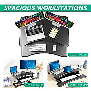 FLEDEX Standing Desk Converter 30 inch, Height Adjustable Sit Stand Desk Riser, Stand Up Desk for Home Office, Sit to Stand Tabletop with Keyboard Tray for Dual Monitors