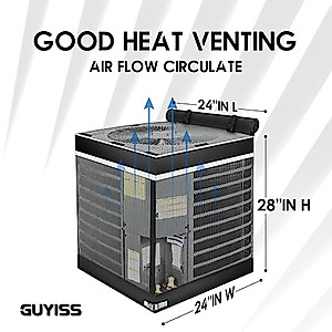 GUYISS Air Conditioner Covers,Full Mesh With Collapsible Waterproof Top,24 x 24 x 28 Inch Outside Central AC Unit Protector Against,All Season dustproof, snow-proof, rain-proof and defoliation-proof