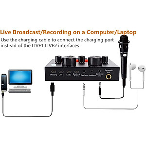 Bluetooth Sound Mixer Board, V8 Sound Card, for Live Streaming with Effects, for Music Recording Karaoke Singing Broadcast on Cell Phone Computer Laptop Tablet
