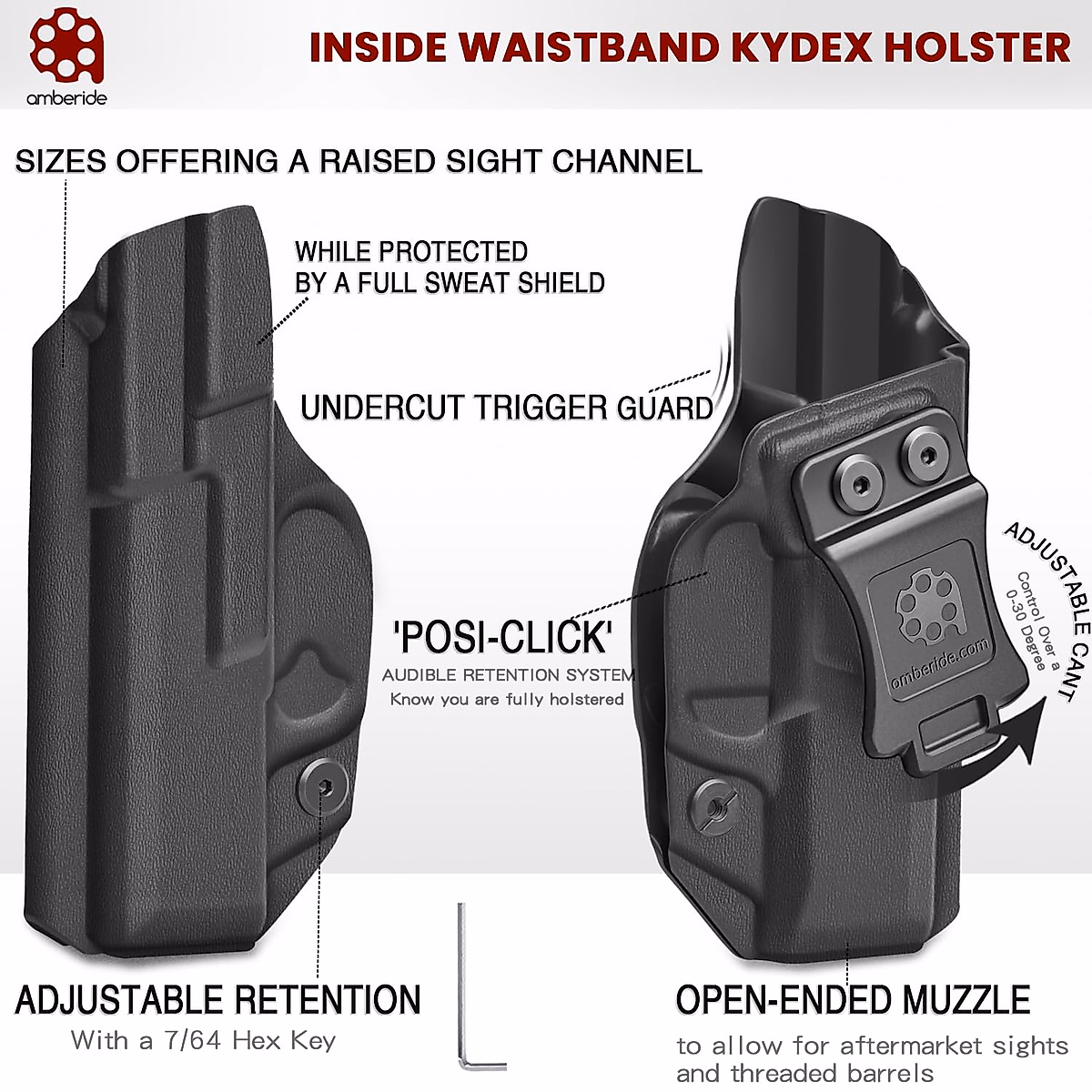 Amberide IWB & OWB KYDEX Holster Fit: Taurus GX4 Pistol, Inside Outside Waistband Concealed Carry, Adjustable Cant & 'Posi-Click' Retention, USA Made by Amberide
