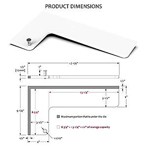 TileWare Corner Shelf for Bathroom Shower & Tub with Sponge or Loofah Hook, Bath - Floating Tile Wall Mount Shelves & Organizer Stand for Shampoo & Bathtub Accessories (Polished Chrome - Hook)