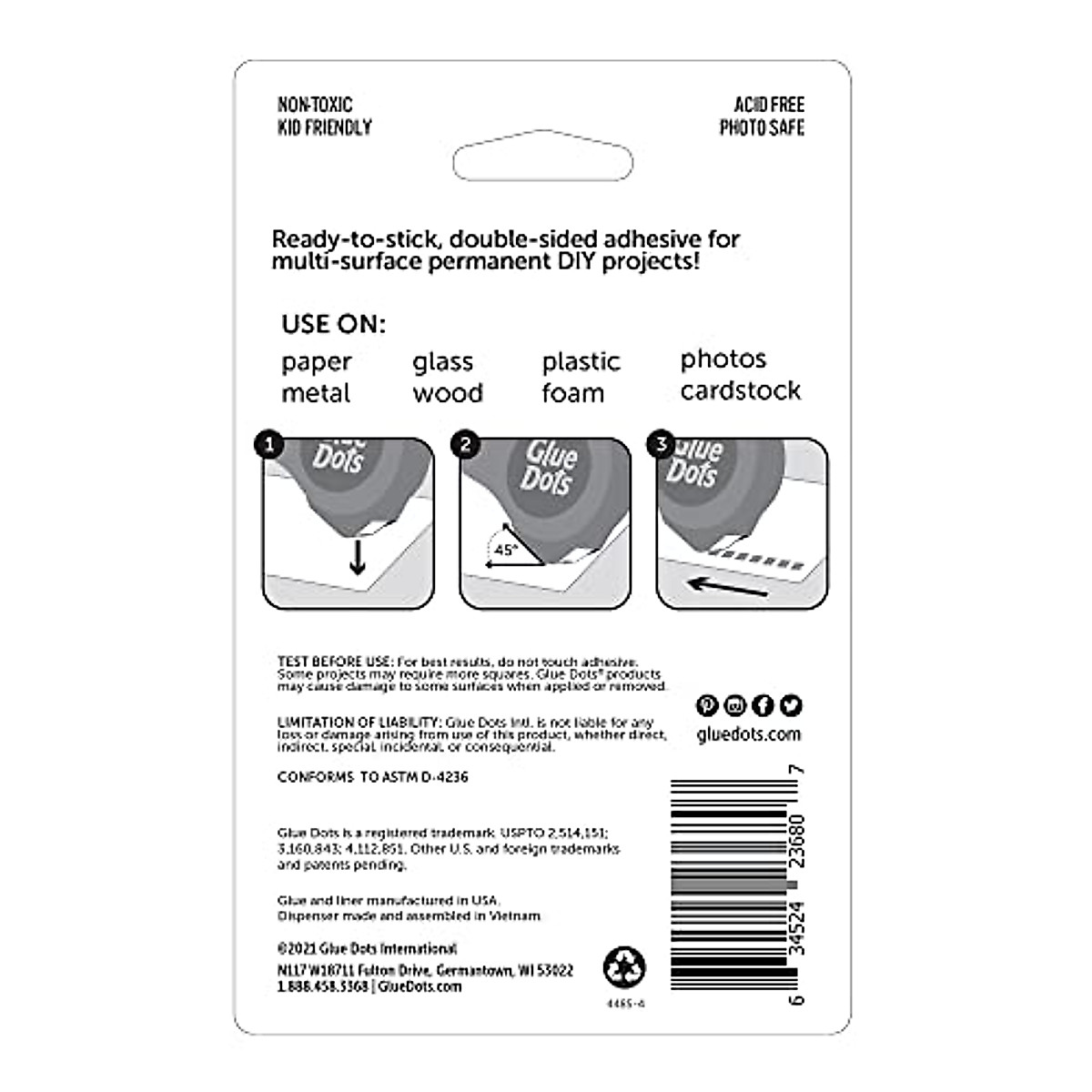 Glue Dots, Glue Squares Dot N' Go Dispenser, Double-Sided, 3/16", 450 Dots, Permanent, DIY Craft Glue Tape, Sticky Adhesive Glue Points, Liquid Hot Glue Alternative, Clear