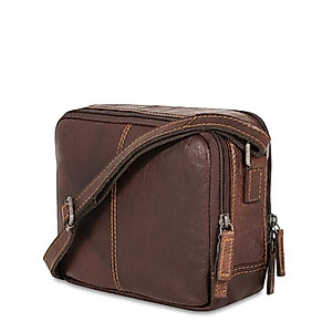 Voyager Double Zippered Crossbody Bag #7195 (Brown)