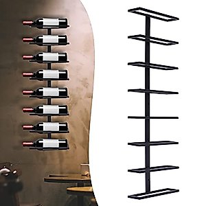 Gdrasuya10 8 Bottle Wall Mounted Wine Rack Wall Wine Rack Stylish Modern Wine Storage with Label Wine Holder for Kitchen Dining Room Bar, Black