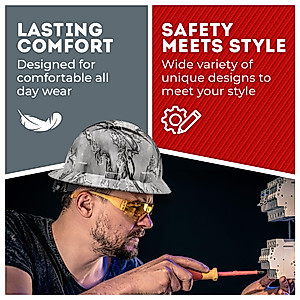 Acerpal Full Brim Non-Vented Chain Art Design Matte Finish OSHA Hard Hat with 6 Point Suspension