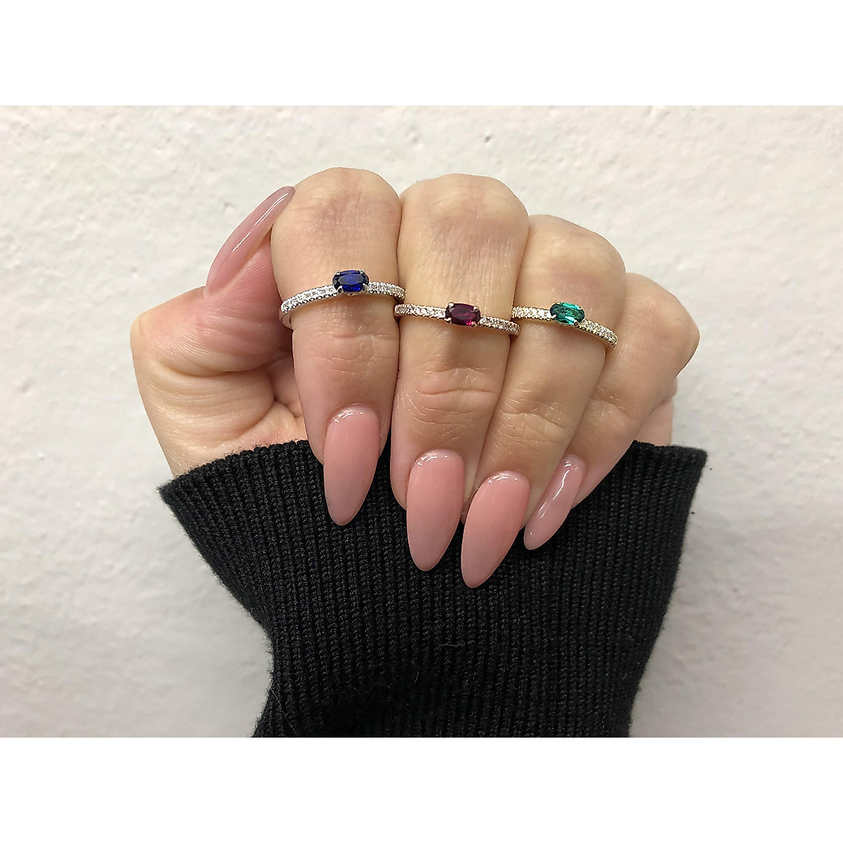 10K Yellow Gold 1/5 Cttw Oval Lab-Grown Emerald May Birthstone & 1/10 Cttw Genuine Diamond Ring (H-I Color, I1-I2 Clarity) - Size 5