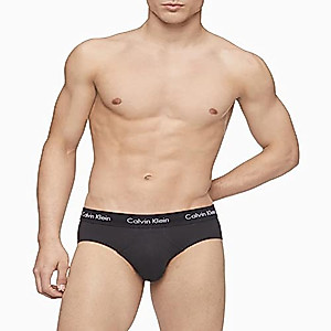 Calvin Klein Men's Cotton Stretch 3-Pack Hip Brief, 1 Black/ 1 Blue Shadow/ 1 Cobalt Water, L