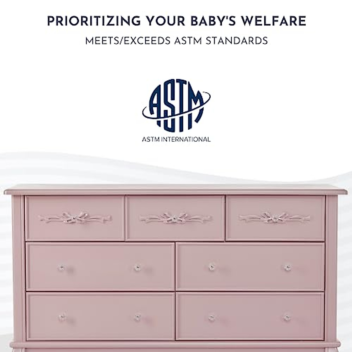Evolur Aurora Dresser, 54x20.3x34 Inch (Pack of 1), Dusty Rose