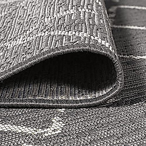 JONATHAN Y SMB114A-3 Madaba Moroccan Trellis Indoor Outdoor Area Rug Bohemian Coastal Easy Cleaning Bedroom Kitchen Backyard Patio Non Shedding, 3 X 5, Black/Cream, Gray/Cream