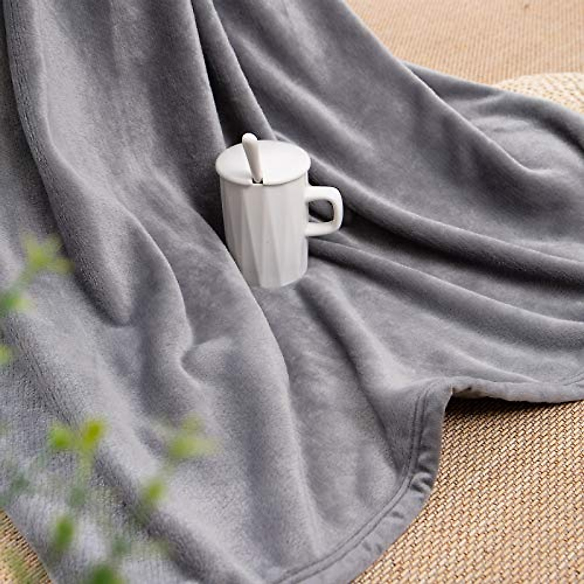 EMME Velvet Fleece Twin Blanket Quality High-Density Bed Blankets for Couch Silky Soft Twin Blankets Premium Cozy Fleece Blankets and Throws Lightweight and Warm for All Season (Grey, 60" x 80")