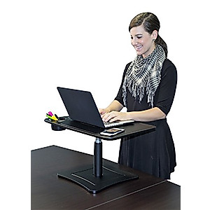Victor DC240B High Rise Collection Adjustable Laptop Stand/Platform with Storage Cup, Air Hydraulic Lever Easily Raises and Lowers The Platform, Black