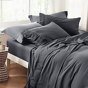 Bedsure Full Size Bed Sheets Grey - Soft Sheets for Full Size Bed, 4 Pieces Hotel Luxury Full Size Sheet Sets, Easy Care Polyester Microfiber Cooling Bed Sheet Set