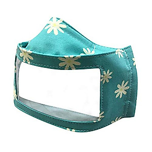Floral Pattern Face Coverings with Clear Window Visible Expression for The Deaf And Hard Of Hearing, for Adult(B-1PC)