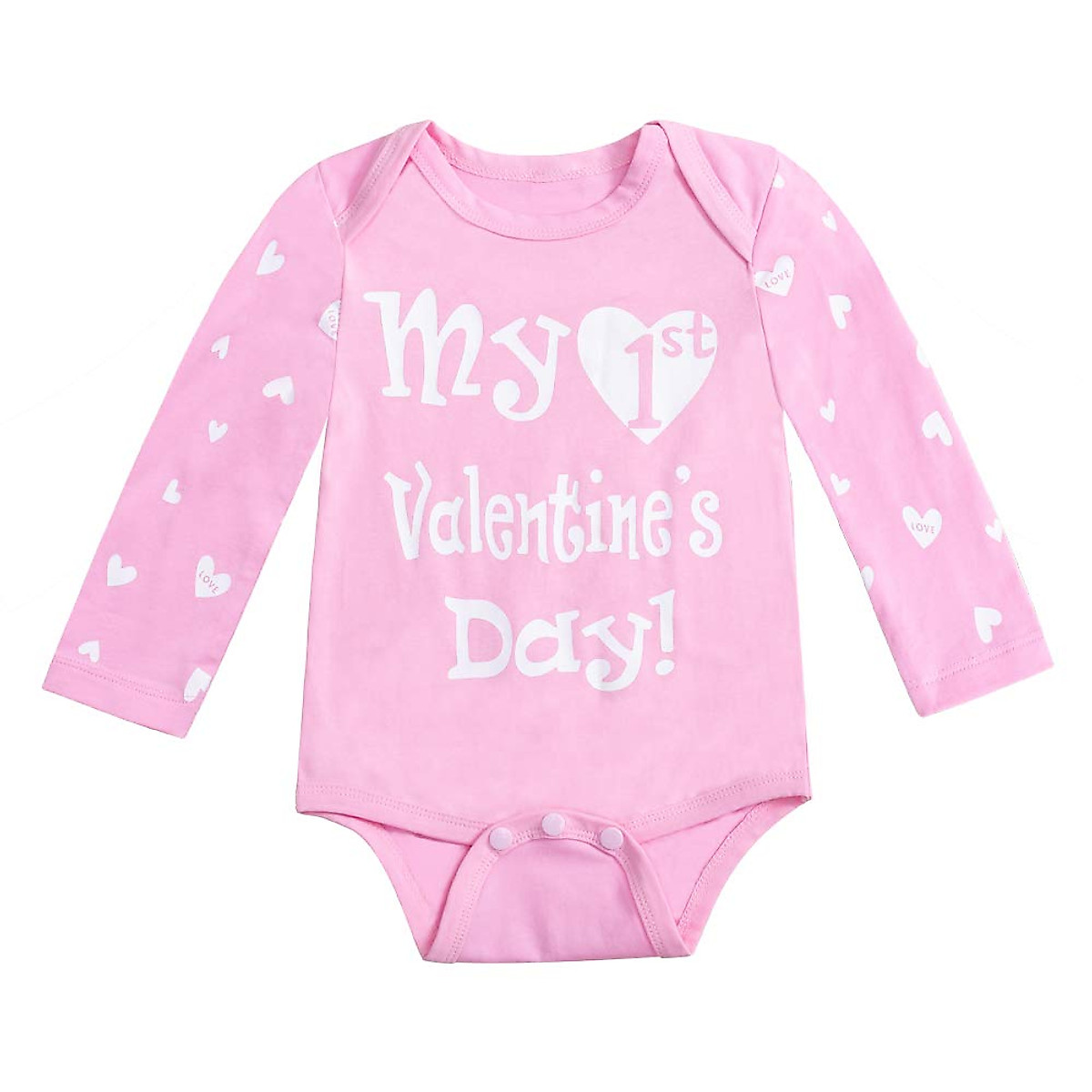 LENSOUS Newborn Infant Baby Girls My First Valentine's Day Skirt Cute Romper Top Pants Clothes Outfit set (6-12 months)
