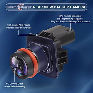PARTSELECT Rear View Backup Camera EG1Z-19G490-A DG1Z-19G490-A Replacement for Ford Taurus 13-19, Ford Taurus Sho 13-19, Ford Taurus Police Model 13-19 Park Assist Reverse Back Up Camera