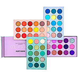 Beauty Searcher 60 Color Eyeshadow Palette, 4 in 1 Board High Pigmented Glitter Matte Eye Shadow Rotation Pearlescent Nude Makeup Palette Eyes Cosmetic
