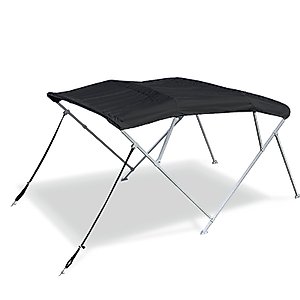 Savvycraft 4 Bow Bimini Top, 10 Feet Long Square Tube Bimini Top Set, Includes Marine Grade Canvas Cover, Storage Boot, Rear Poles with 1 Inch Aluminum Frame, Black Color, 4 Bow 120"L 54"H 79"- 84"W