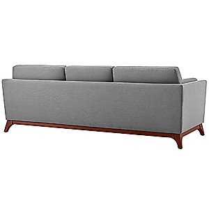 Modway Chance Mid-Century Modern Upholstered Fabric Sofa In Light Gray