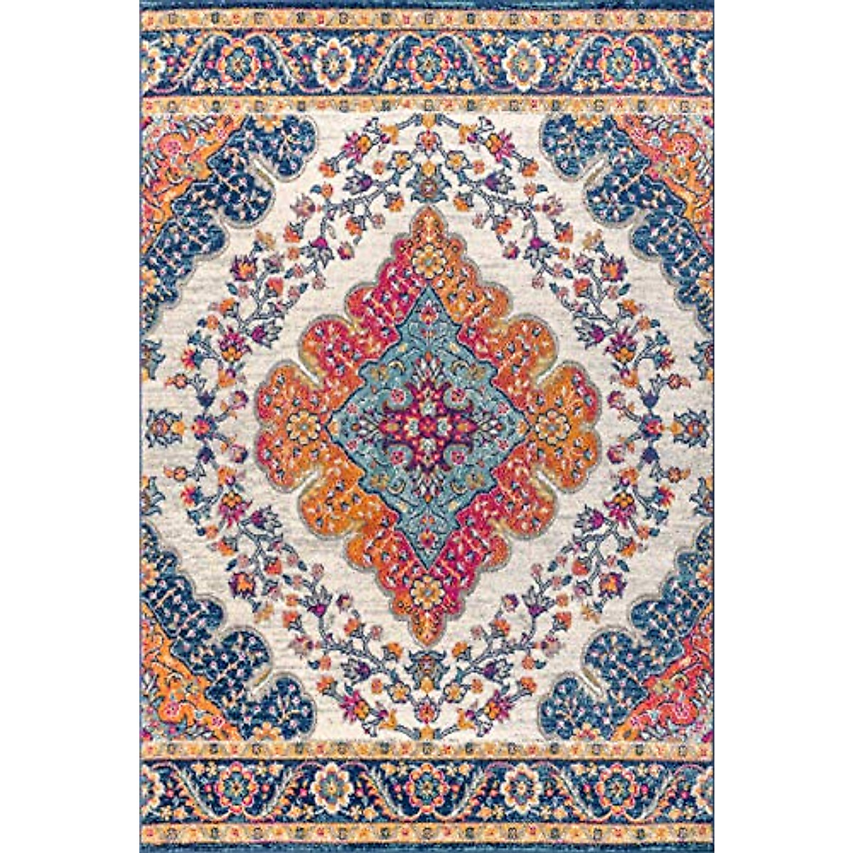 JONATHAN Y Bohemian Flair Boho Vintage Medallion Area-Rug 5' 3" x 7' 7" Blue/Multi (BMF106A-5)