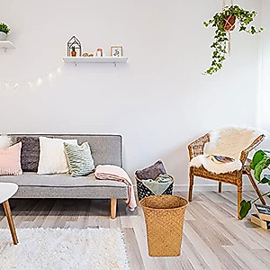 Zerodeko Baskets Wicker Waste Basket Woven Trash Can Straw Garbage Bin Rattan Rubbish Container Rustic Storage Basket Laundry Hamper Flower Pot for Kitchen Home Office (Light Brown) Storage Cubes