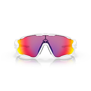 Oakley Men's OO9290 Jawbreaker Rectangular Sunglasses, Polished White/Prizm Road, 31 mm