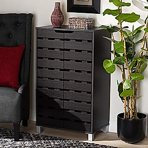 Baxton Studio Ernest Shoe Cabinets, Dark Brown/Grey