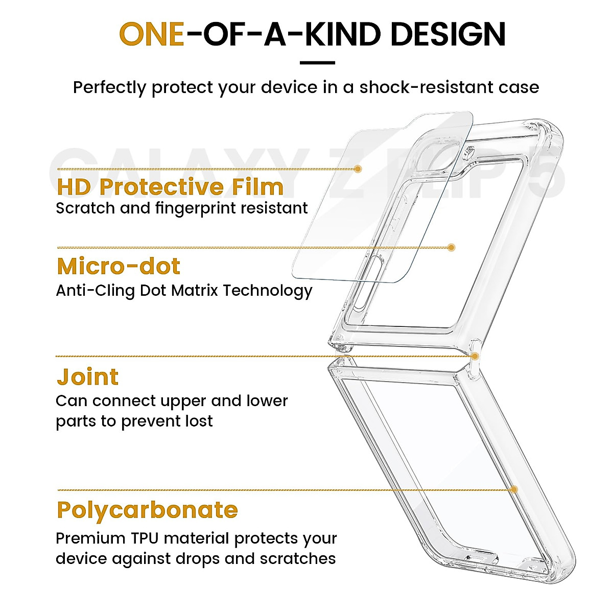 VEGO for Samsung Galaxy Z Flip 5 Case with Screen Protector, TPU Crystal Clear Case, Ultra Slim, Wear-Resistant, Spray Paint Bumper Cover Case for Flip 5 Phone Case - Full Clear