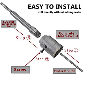 HighFree 65mm 50mm 30mm SDS Plus Shank Hole Saw Cutter Concrete Cement Stone Wall Drill Bit Kits for Brick Concrete Cement Stone