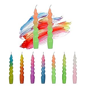 Two-Color Gradient Spiral Taper Candles Set of 2 Twisted Long Candle 7.5inch Colored Unscented Candles Home Decor for Dinner Party Wedding (Orange&Green)
