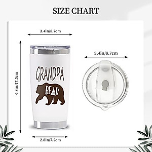 Waldeal Bear Grandpa Coffee Mug Stainless Steel Thermal Tumbler with Lid, Double Wall Vacuum Insulated Travel Mug for Gifts for Men, Birthday Gifts for Grandpa, New Grandpa, Christmas Gifts, 20oz