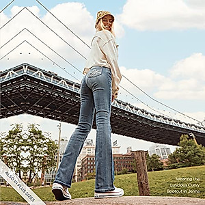 WallFlower Women's Size Luscious Curvy Bootcut Mid-Rise Bling Insta Stretch Juniors Jeans (Standard, Vici, 14 Plus