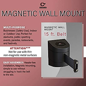 Crowd Control Warehouse CCW-05-022-01529 Series WMB-220 Magnetic Wall Mount Retractable Belt Barrier with Yellow ABS Case, Yellow with "Caution - DO NOT Enter" Black Letters Belt, 15' Belt Length