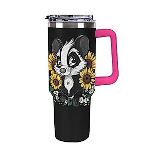 Skunk Sunflowers 40 Oz Tumbler Insulated Stainless Steel Water Bottle Travel Mug Car Cup with Handle And Straw