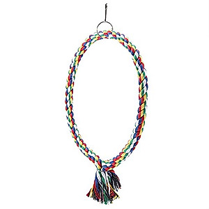 Bird Rope Swing, Cotton Bird Circle Ring Rope Perch Stand Swing Chewing Toy Birdcage Decoration Accessory for African Grey Budgie Parakeet Cockatiel Cockatoo(L)