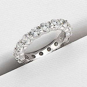 WOAINI Moissanite Eternity Ring, 4.0mm 4.4 CTTW Full Moissanite Wedding Bands for Women VVS D color Lab Created Diamond Anniversary Engagement Stacking Eternity Bands, GRA Certificate