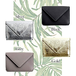 MALTA Genuine Leather Trifold Mini Wallet for women Coin Purse Card Holder Compact - Grey