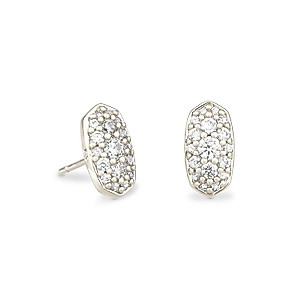 Kendra Scott Grayson Crystal Stud Earring in Silver-Plated Brass, Fashion Jewelry for Women, White Cubic Zirconia