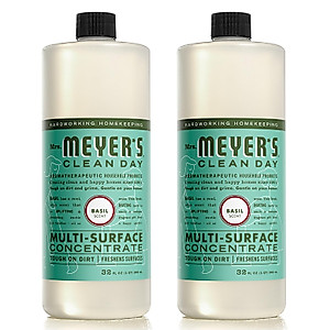 Mrs. Meyer's Multi-Surface Cleaner Concentrate, Use to Clean Floors, Tile, Counters, Basil, 32 fl. oz - Pack of 2