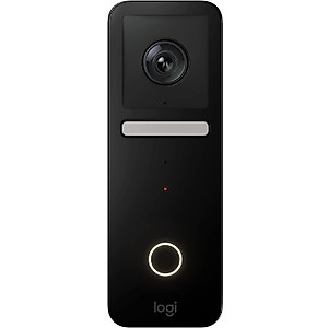 Logitech Circle View Apple HomeKit- Enabled Wired Doorbell TrueView Video, Face Recognition, Color Night Vision, and Head-to-Toe HD Video - Black (Renewed)