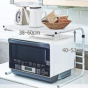 JF-XUAN Kitchen Shelf Kitchen Counter Holder Stainless Steel Expandable Microwave Oven Rack 2-Tier Multifunction Kitchen Counter Shelf (Color : White, Size : 60X53X40CM)